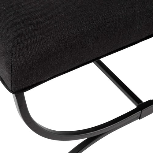Black Maximo Linen-Blend Accent Stool | Temple & Webster