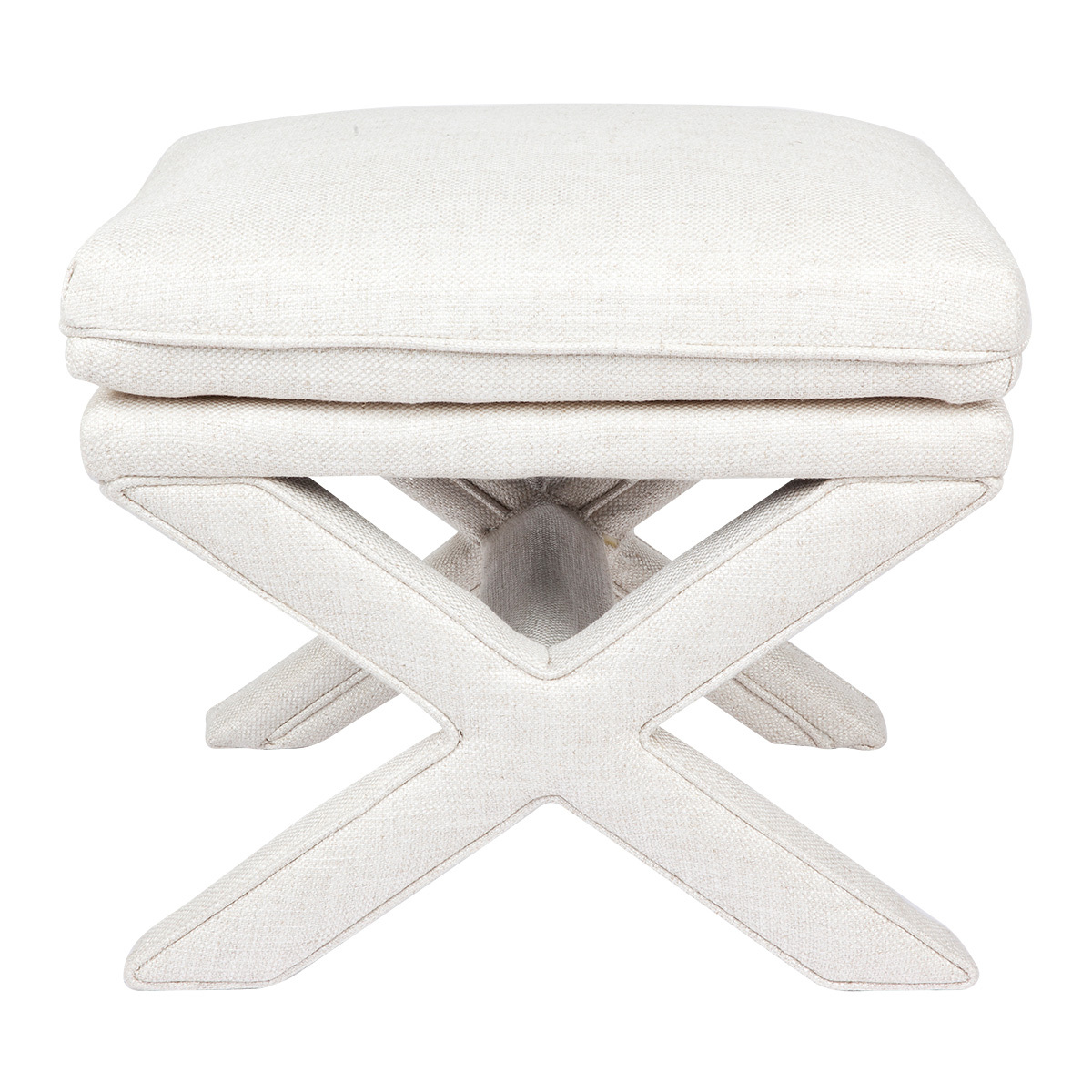 Natural Evelyn Linen-Blend Accent Stool | Temple & Webster