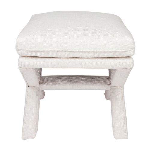 Natural Evelyn Linen-Blend Accent Stool | Temple & Webster