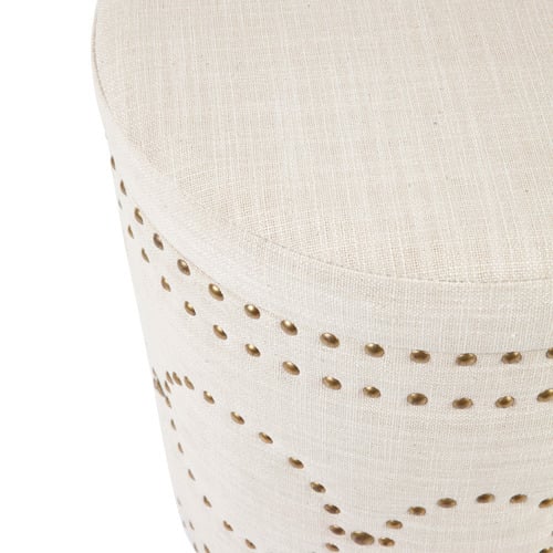 Rexington Home Natural Steven Round Linen-Blend Storage Stool | Temple ...