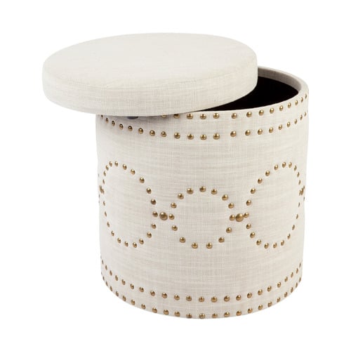Rexington Home Natural Steven Round Linen-Blend Storage Stool | Temple ...