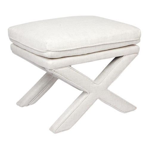 Natural Evelyn Linen-Blend Accent Stool | Temple & Webster