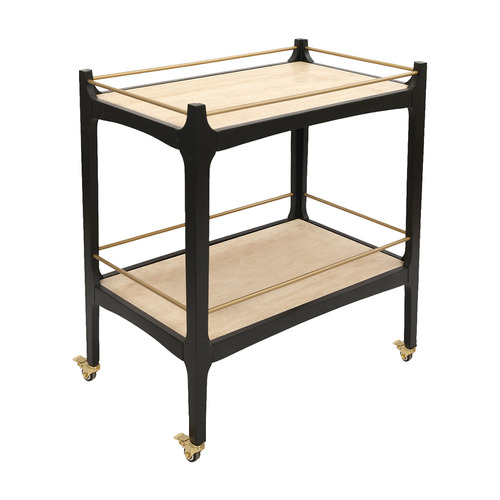 Frieda 2 Tier Travertine Bar Cart | Temple & Webster