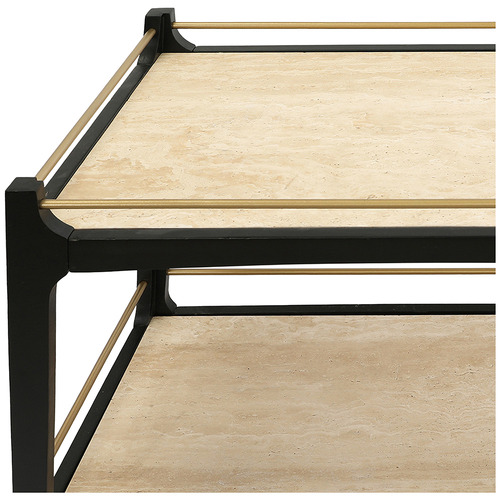 Frieda 2 Tier Travertine Bar Cart | Temple & Webster