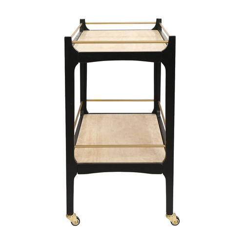 Frieda 2 Tier Travertine Bar Cart | Temple & Webster