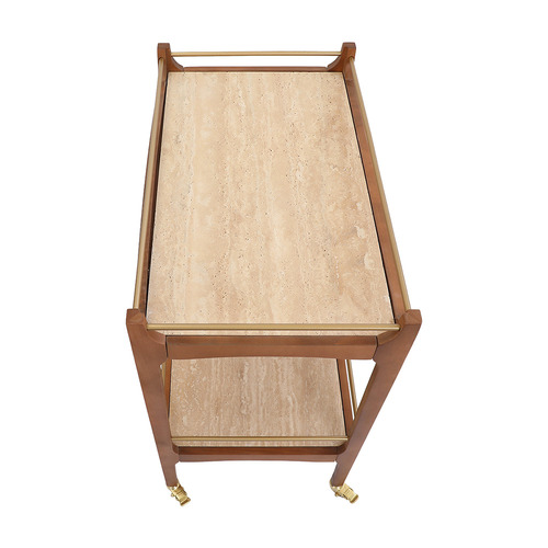 Frieda 2 Tier Travertine Bar Cart | Temple & Webster