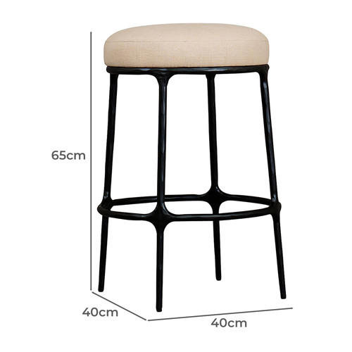 65cm Cassian Linen Bar Stool | Temple & Webster