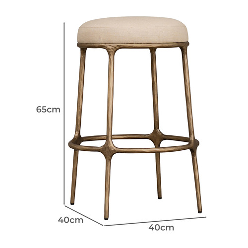 65cm Cassian Linen Bar Stool | Temple & Webster
