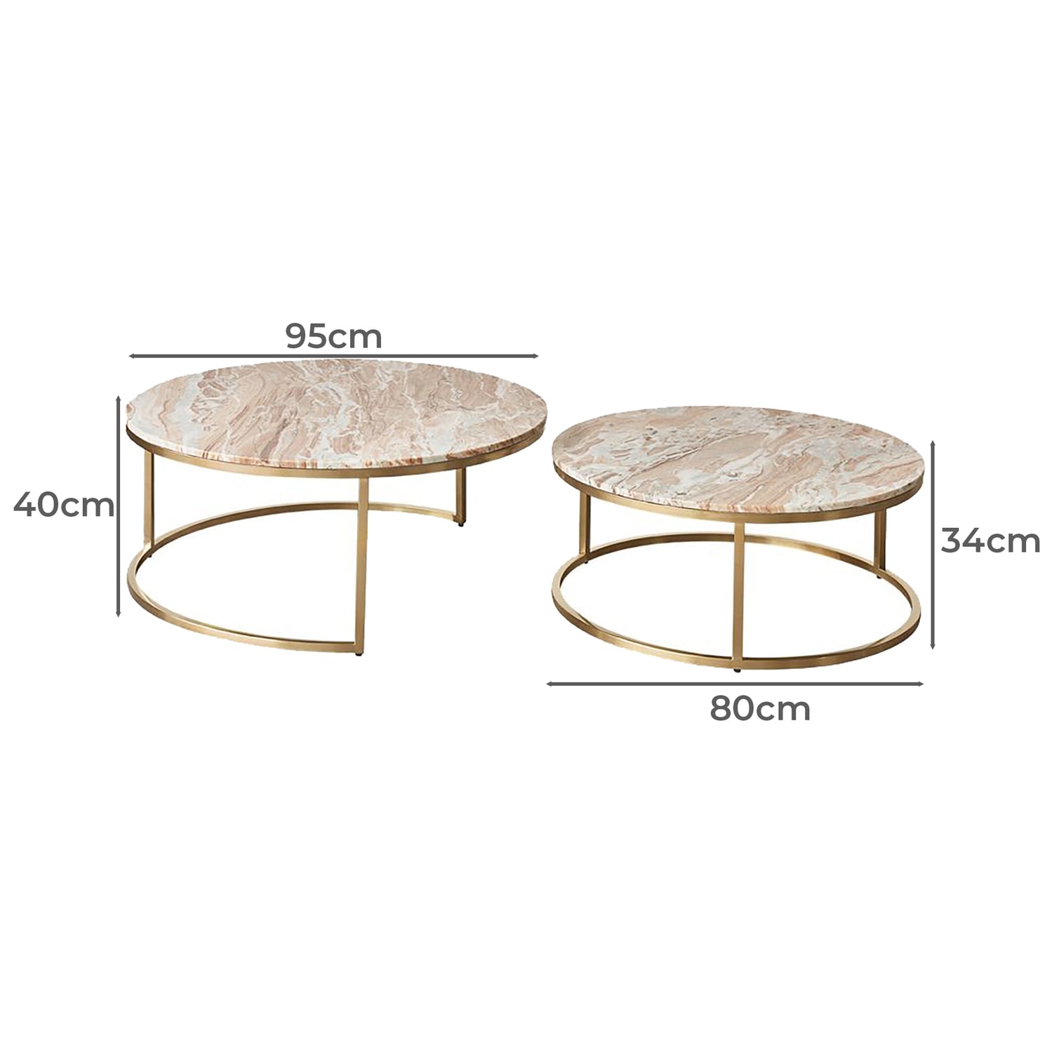 2 Piece Zoe Marble Nesting Coffee Table Set | Temple & Webster