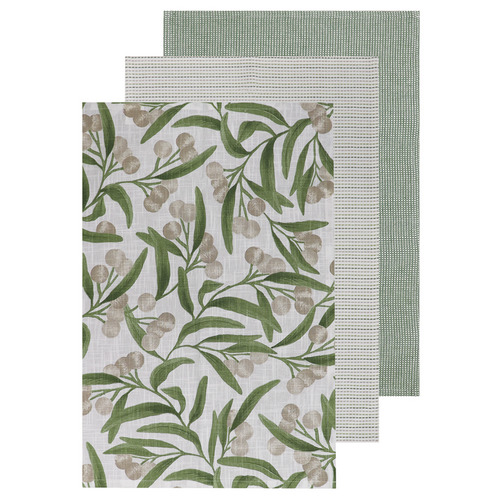 Madras Link 3 Piece Lilly Pilly Cotton Tea Towel Set | Temple & Webster