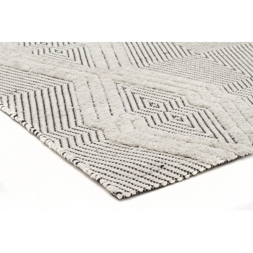 Network Mitchell Bone & Black Hand Loomed Rug & Reviews | Temple & Webster