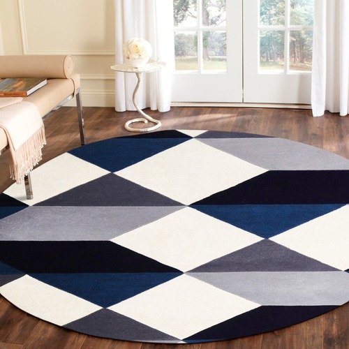 Digital Designer Wool Blue Grey White Rug | Temple & Webster