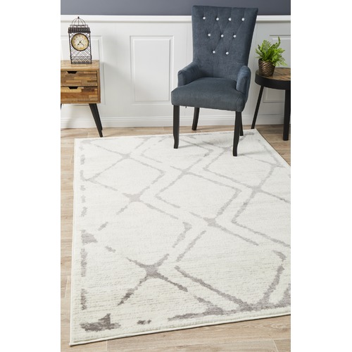 Network Rugs Ivory & Grey Diamond Rug | Temple & Webster