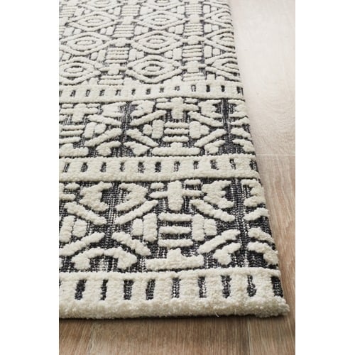 Network Rugs Ivory & Charcoal Distressed Nomadic Rug | Temple & Webster