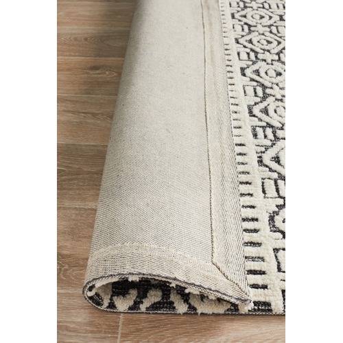 Network Rugs Ivory & Charcoal Distressed Nomadic Rug | Temple & Webster