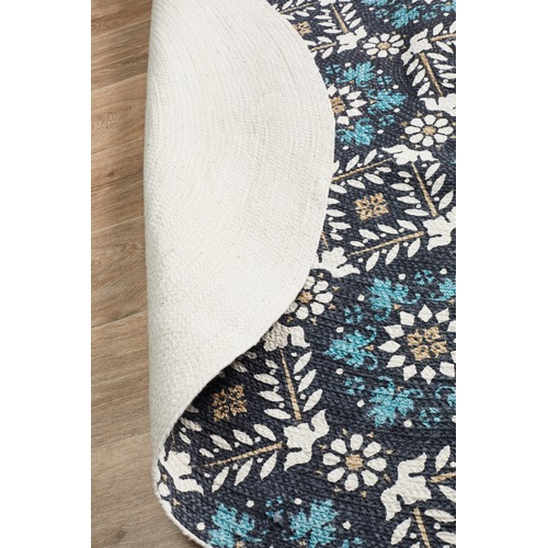 Network Rugs Blue Florale Hand Braided Cotton Rug | Temple & Webster