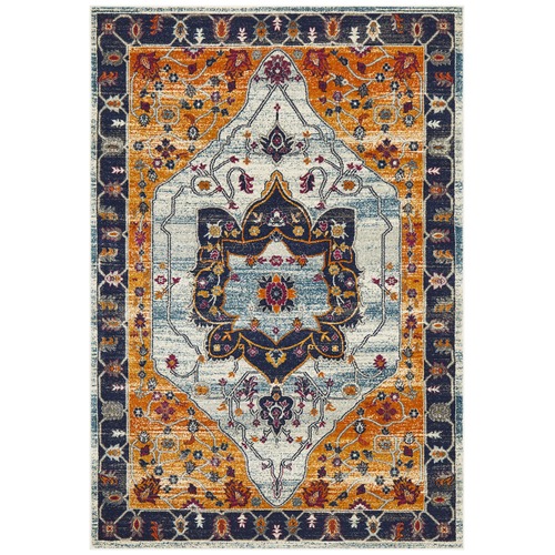 Network Rust & Navy Tulip Vintage Look Rug | Temple & Webster