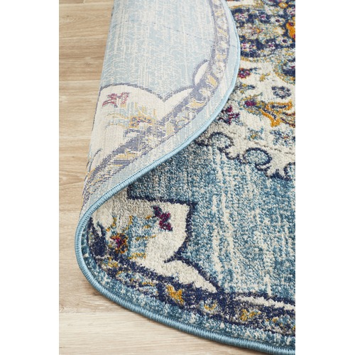 Network Rugs Blue Medallion Vintage Look Round Rug | Temple & Webster