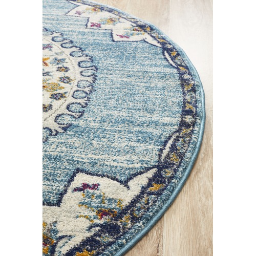 Network Rugs Blue Medallion Vintage Look Round Rug | Temple & Webster