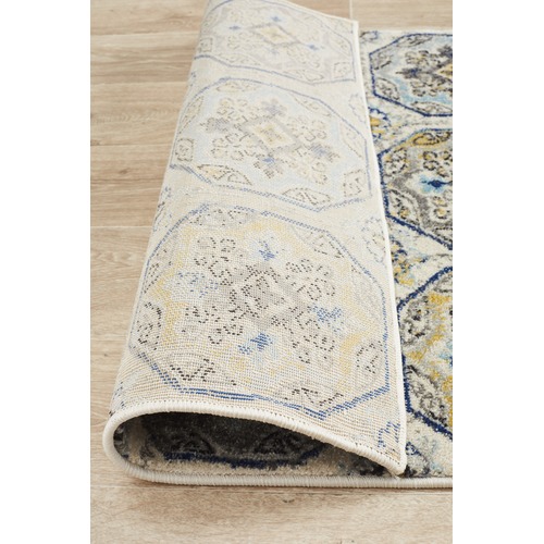 Network Rugs Blue & Yellow Garden Circle Vintage Look Runner | Temple ...