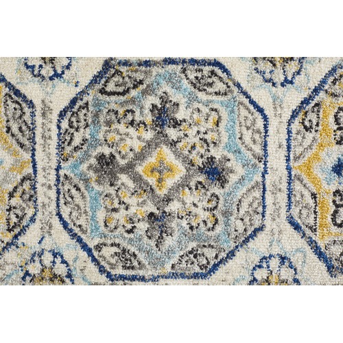 Network Rugs Blue & Yellow Garden Circle Vintage Look Runner | Temple ...