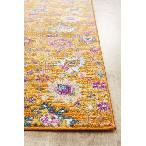 Network Rugs Rust Floral Field Vintage Look Runner | Temple & Webster