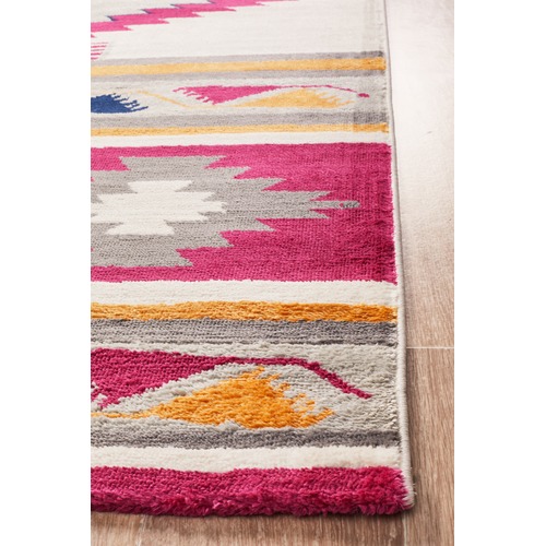 Network Rugs Crimson Pink Pastel Boho Geometric Rug | Temple & Webster