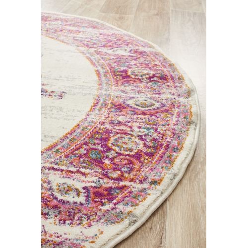 Network Rugs Pink & Ivory Oriental Vintage Look Round Rug | Temple ...