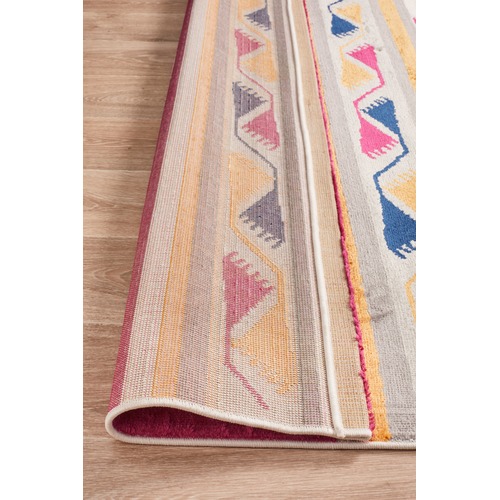 Network Rugs Crimson Pink Pastel Boho Geometric Rug | Temple & Webster