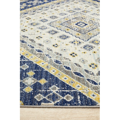 Network Rugs Navy & Ivory Diamond Vintage Look Rug | Temple & Webster