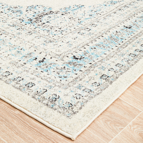 Network Rugs White & Blue Transitional Distressed Rug | Temple & Webster