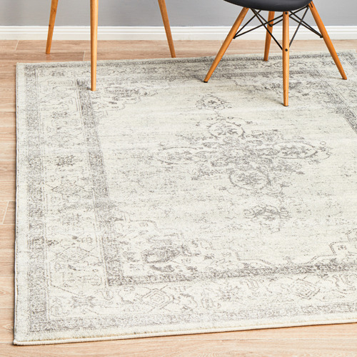 Network Rugs Silver & Grey Vintage-Style Transitional Distressed Rug ...