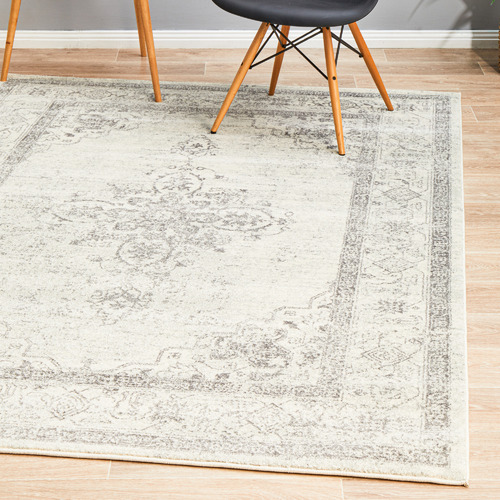 Network Rugs Silver & Grey Vintage-Style Transitional Distressed Rug ...