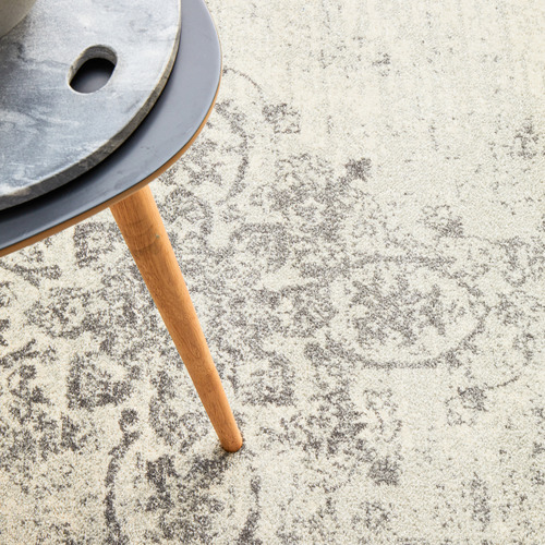 Network Rugs Silver & Grey Vintage-Style Transitional Distressed Rug ...