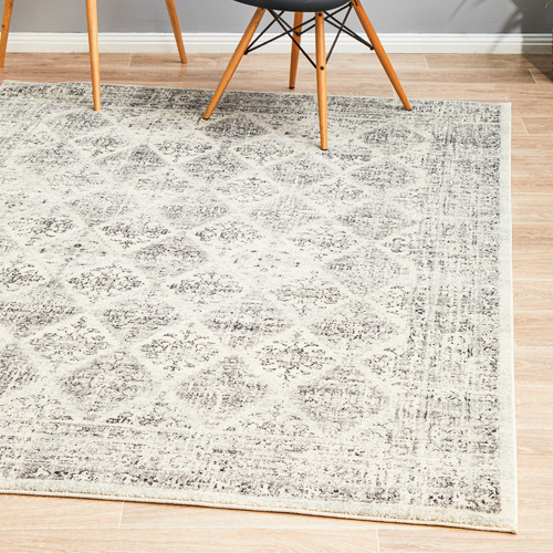 Network Rugs Cream & Grey Transitional Distressed Rug | Temple & Webster