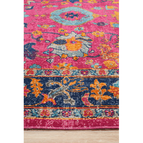 Network Rugs Pink Vintage Look Power Loomed Cotton Blend Rug | Temple ...