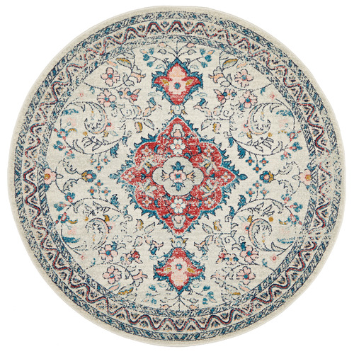 Network Rugs Pastel Power-Loomed Bohemian Round Rug | Temple & Webster