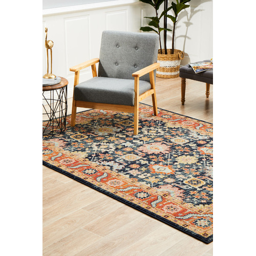 Network Rugs Navy & Rust Power-Loomed Transitional Rug | Temple & Webster
