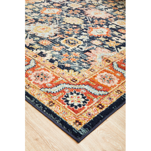 Network Rugs Navy & Rust Power-Loomed Transitional Rug | Temple & Webster