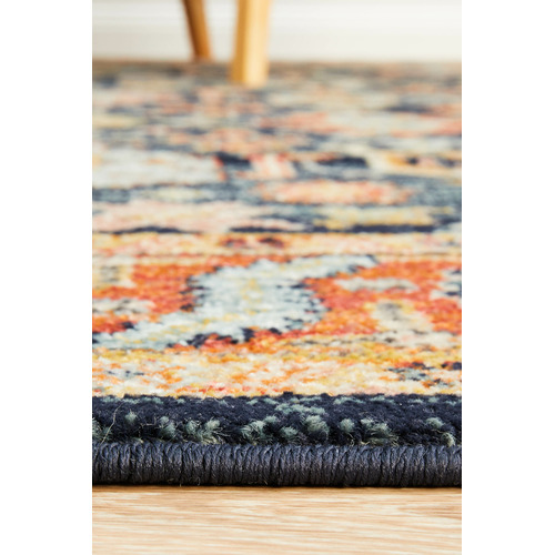 Network Rugs Navy & Rust Power-Loomed Transitional Rug | Temple & Webster