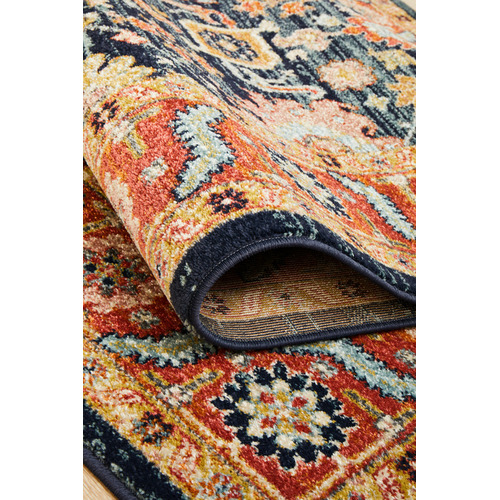Network Rugs Navy & Rust Power-Loomed Transitional Rug | Temple & Webster