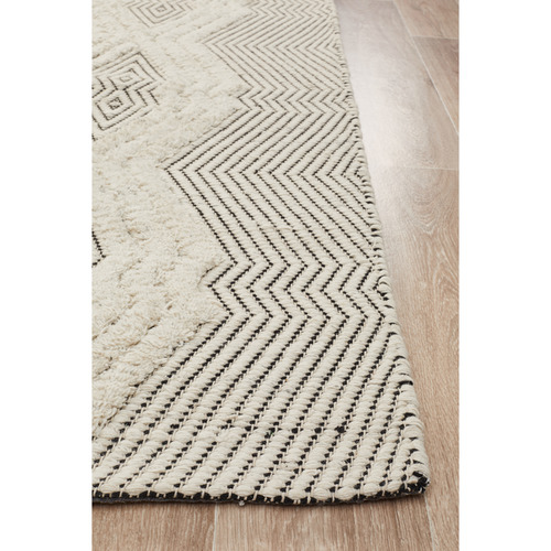 Network Rugs Mitchell Bone & Black Hand Loomed Rug | Temple & Webster