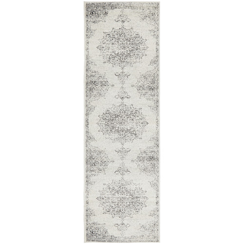 Network Rugs White & Silver Vintage Look Hilda Runner | Temple & Webster