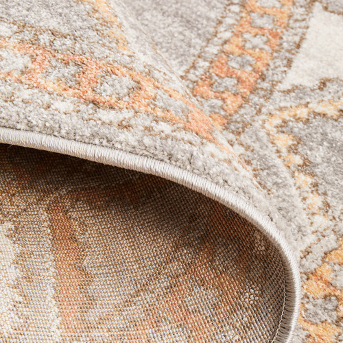 Network Rugs Grey & Peach Vintage Look Aztec Round Rug | Temple & Webster