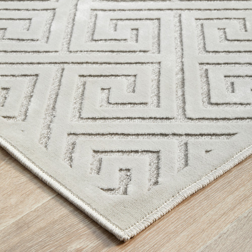 Network Rugs Off White Geometric Power-Loomed Textured Rug | Temple ...