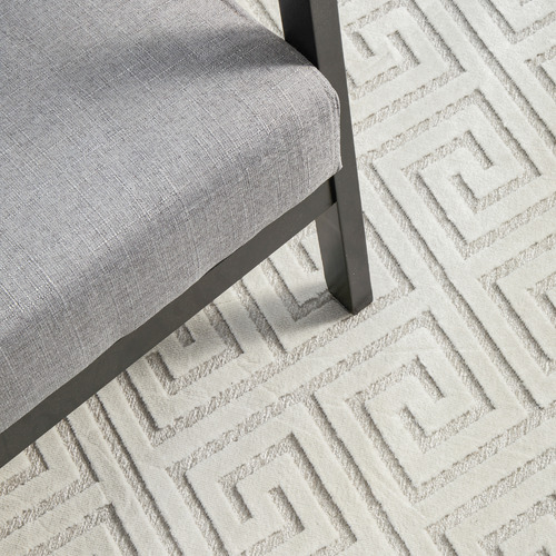 Network Rugs Off White Geometric Power-Loomed Textured Rug | Temple ...