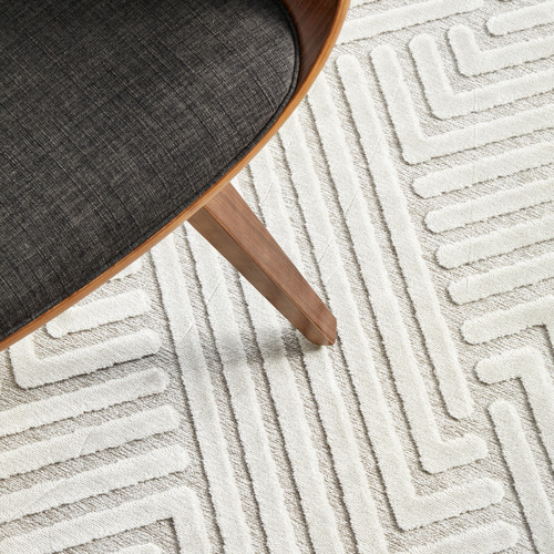 Network Rugs Off White Luxury Power-Loomed Textured Runner | Temple ...
