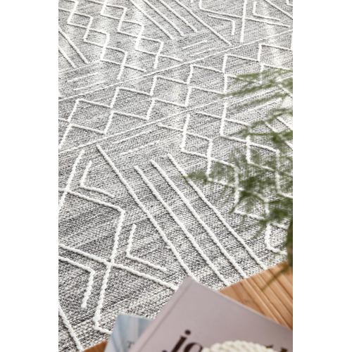Network Rugs Grey & White Textured Ines Wool Rug | Temple & Webster