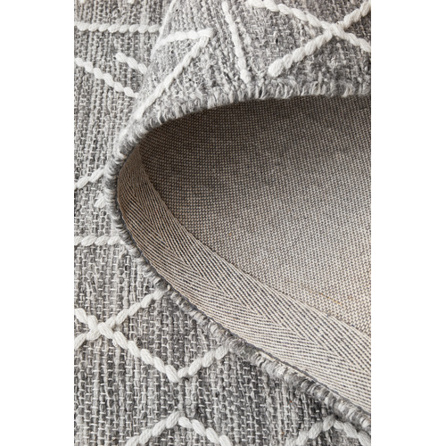 Network Rugs Grey & White Textured Ines Wool Rug | Temple & Webster