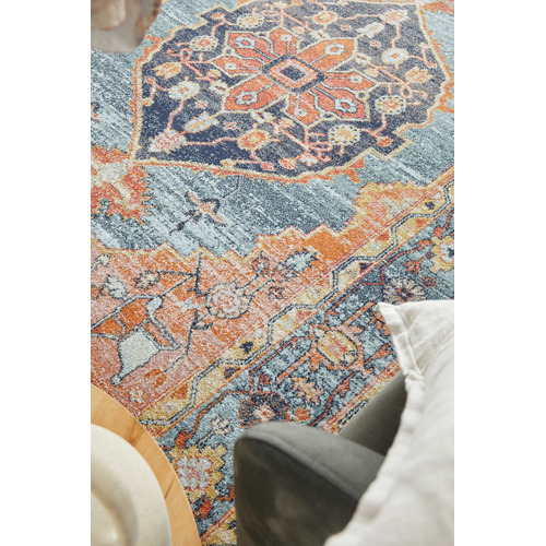 Network Rugs Rust & Blue Power-Loomed Transitional Rug | Temple & Webster